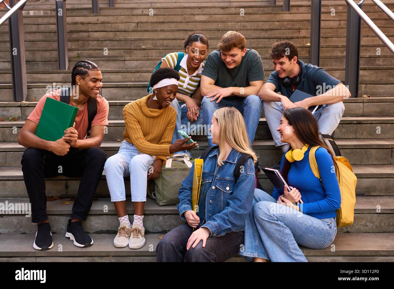 Cheerful group diverse generation students hi-res stock photography and ...
