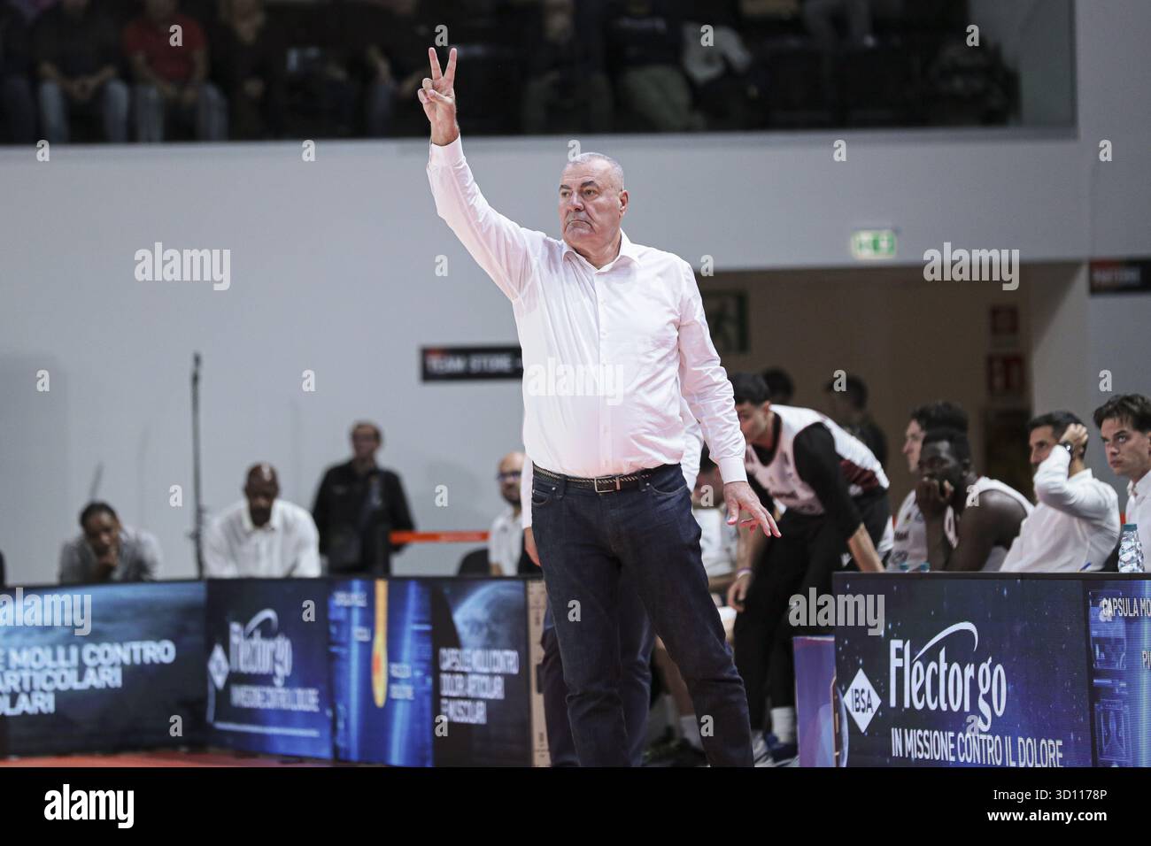 Repesa Jasmin (head coach Trapani Shark) during Bertram Derthona Tortona vs Trapani Shark ...