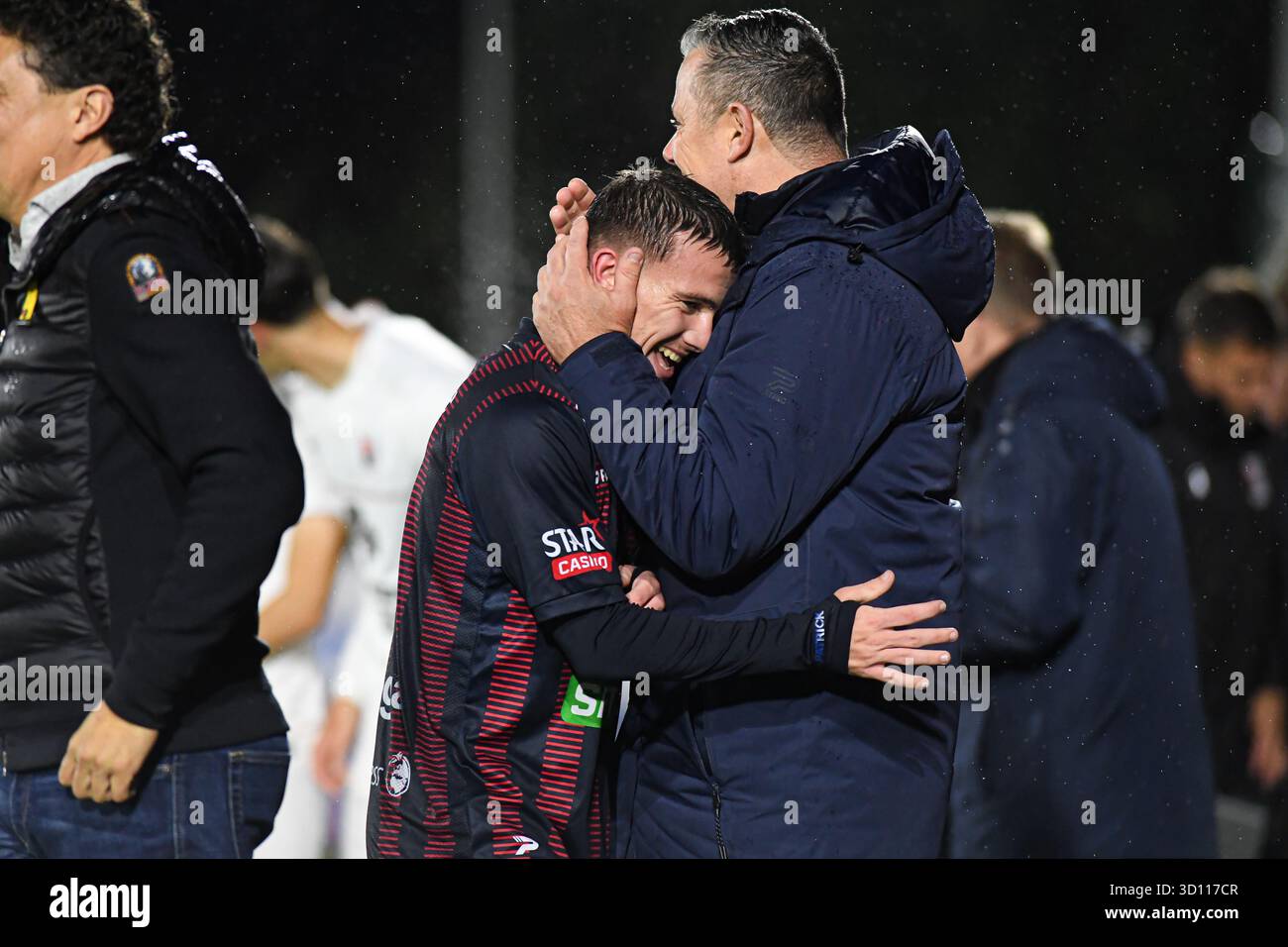 Liege's Alexis Lefebvre and Liege's assistant coach Eric Deflandre ...