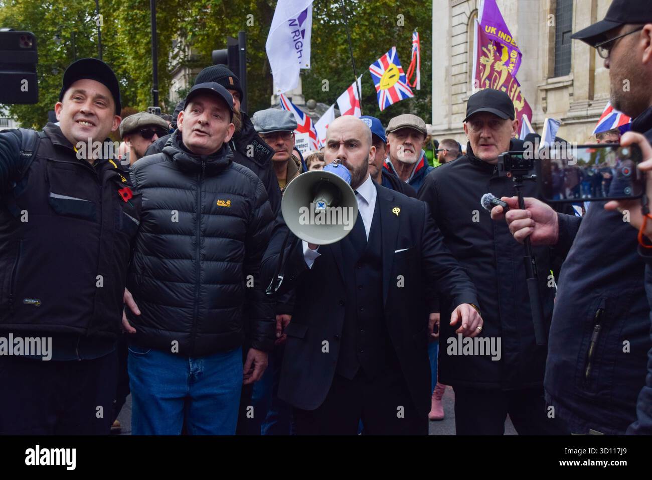 Nick Tenconi, leader of UKIP (UK Independence Party), speaks through a ...