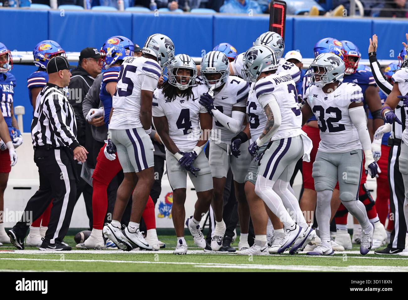 LAWRENCE, KS - OCTOBER 25: Kansas State Wildcats safety Daniel Cobbs (4 ...