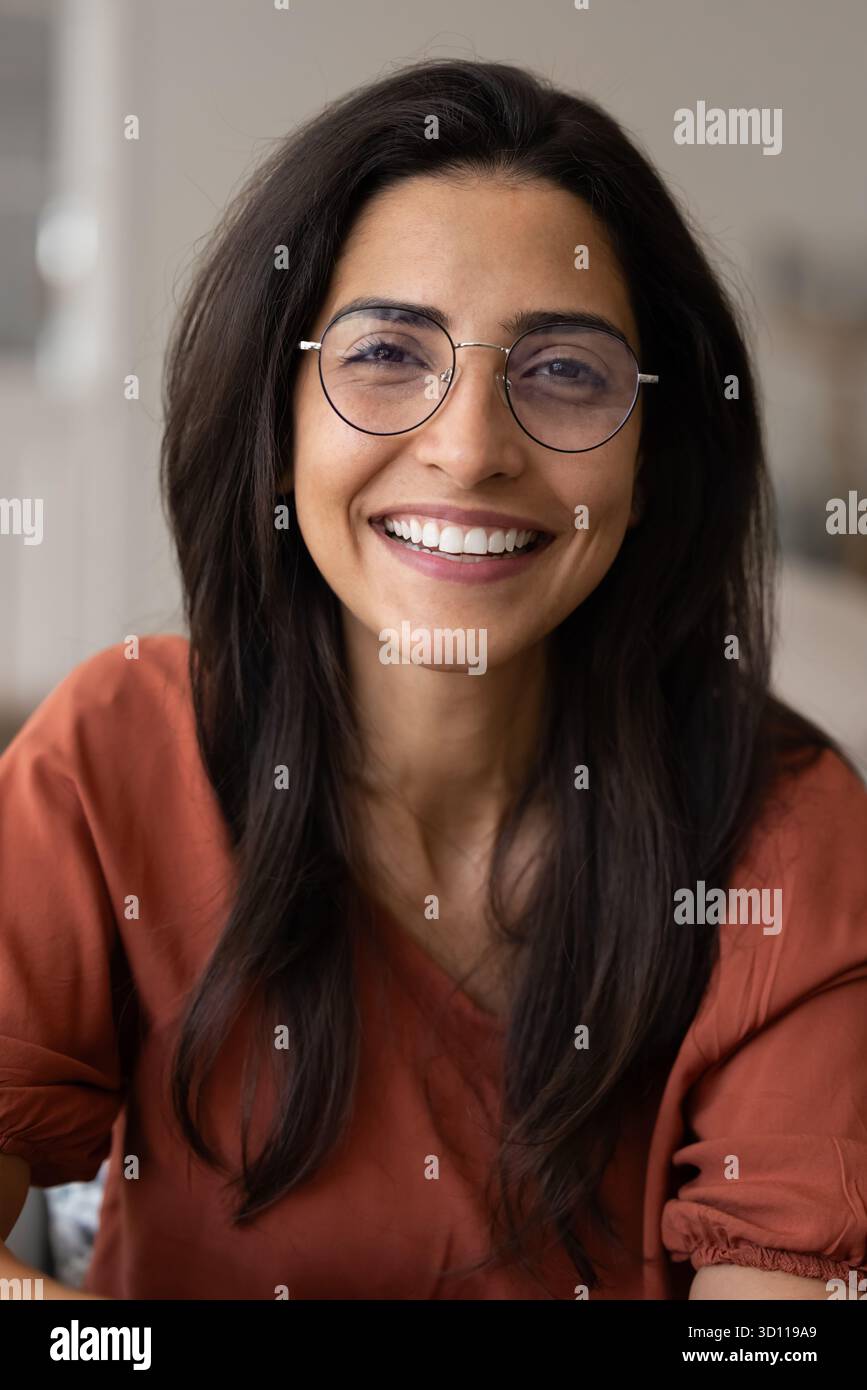 Woman long hair wearing glasses hi-res stock photography and images - Alamy
