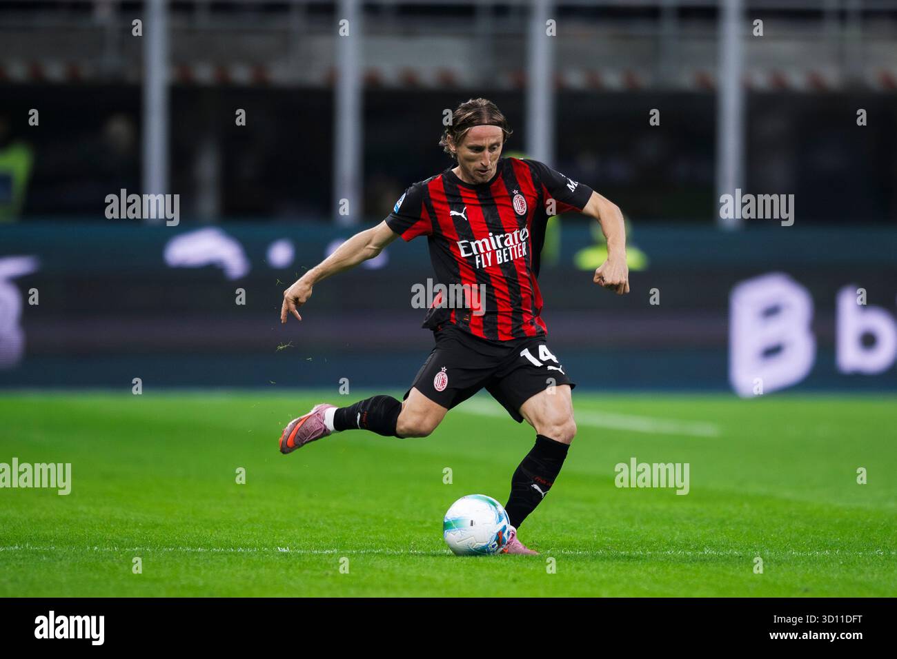 Luka Modric of AC Milan kicks the ball during the Serie A football ...