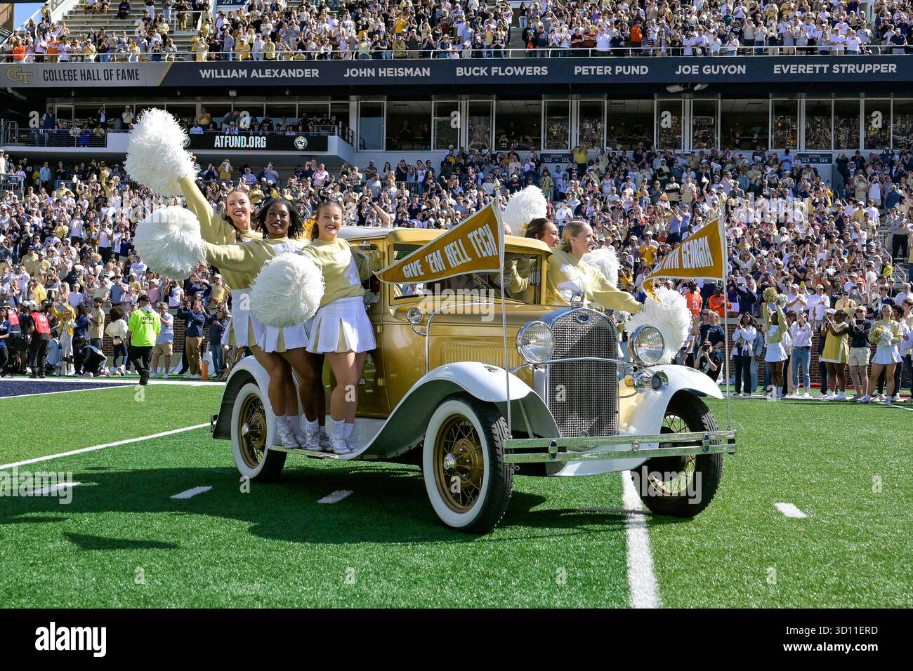 ATLANTA, GA - OCTOBER 25: Georgia Tech's Ramblin' Wreck leads the team ...