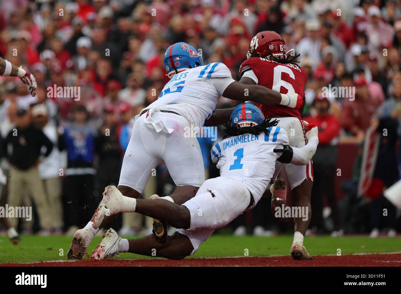 NORMAN, OK - OCTOBER 25: Ole Miss Rebel defensive end Princewill ...