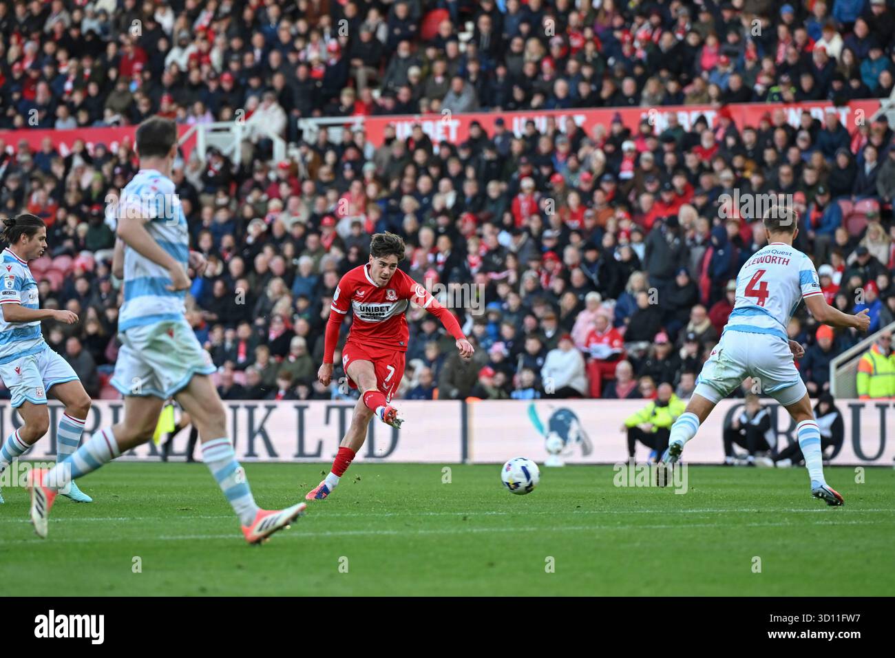 Hayden Hackney of Middlesbrough shoots on goal during the Sky Bet ...