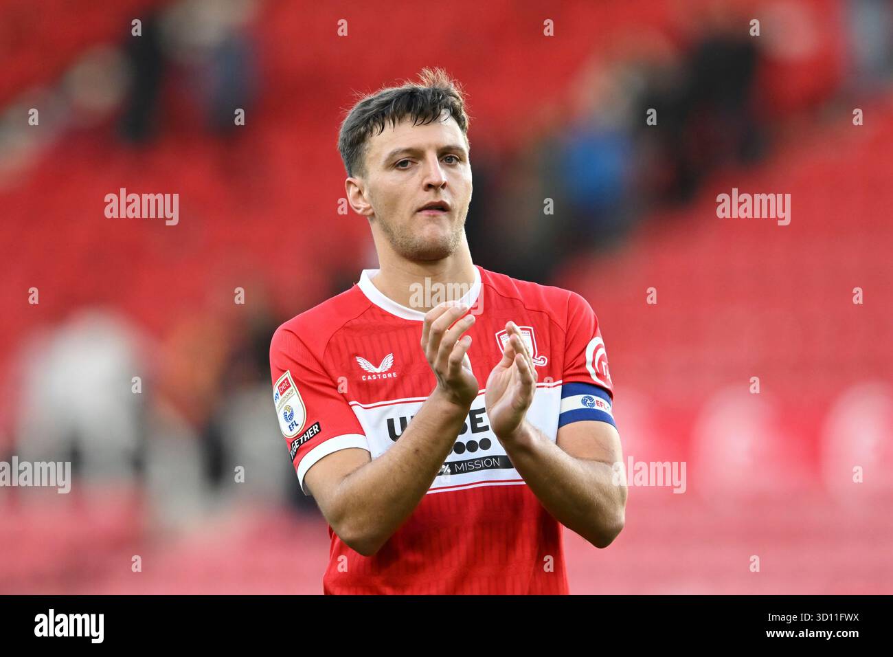 Dael Fry of Middlesbrough applauds the fans after the final whistle at ...
