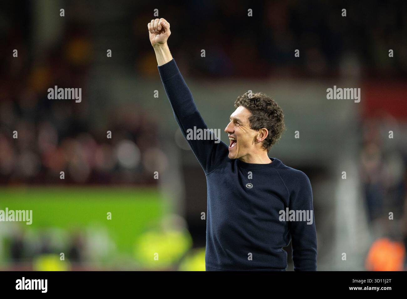 Keith Andrews manager of Brentford celebrates beating Liverpool during ...