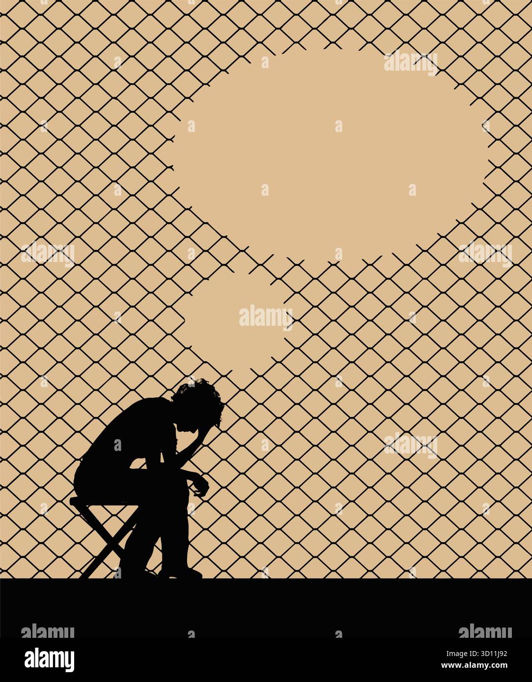Prisoner behind a chain link fence Stock Vector Image & Art - Alamy