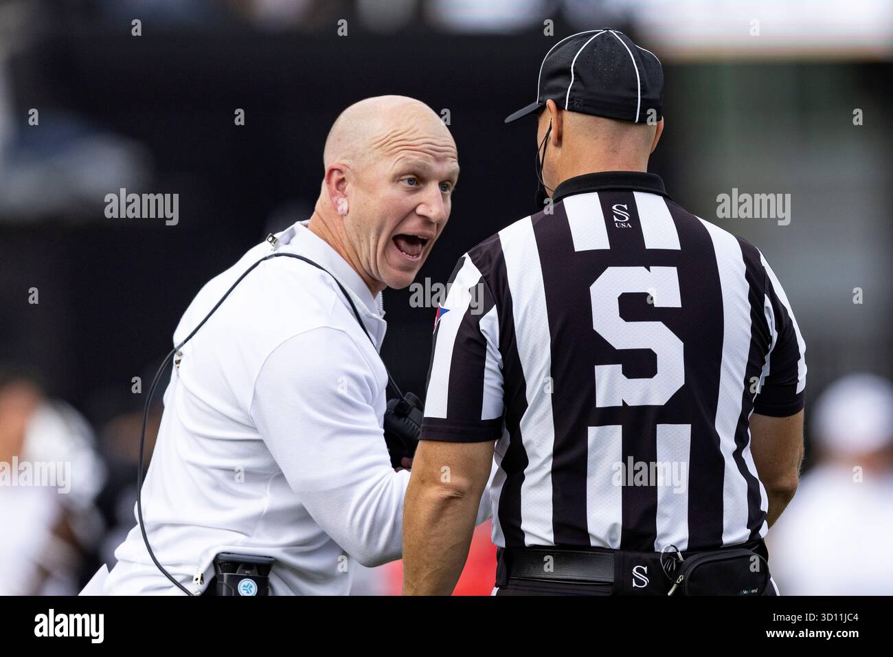 Vanderbilt head coach Clark Lea yells at an official during the first ...