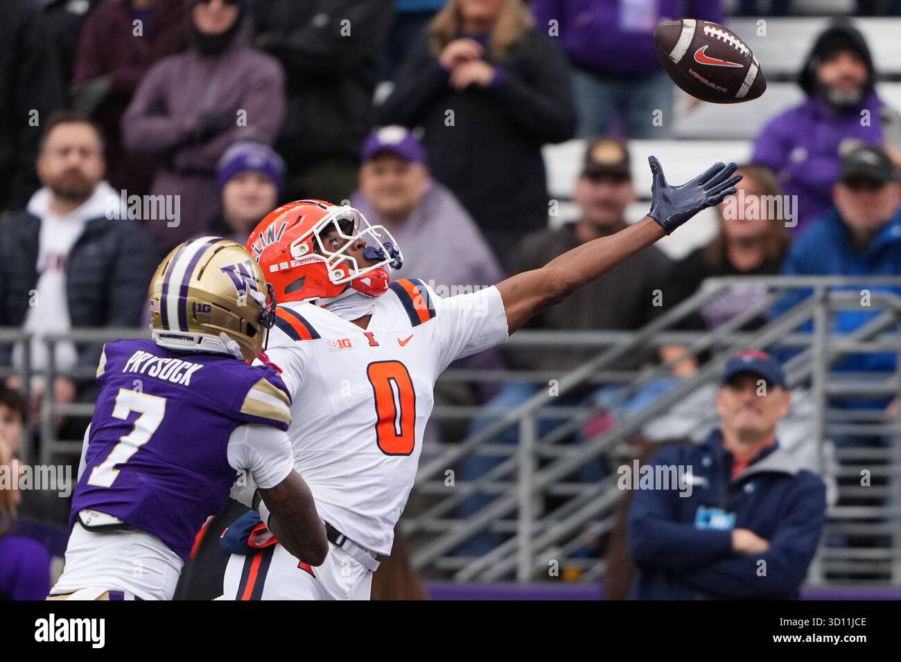 Illinois wide receiver Justin Bowick (0) can't bring in a pass in the ...