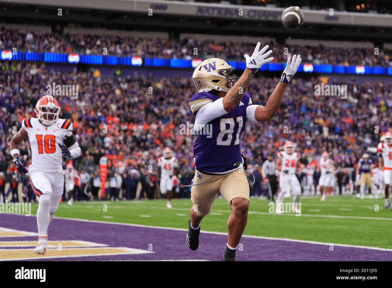 Washington wide receiver Dezmen Roebuck (81) makes a touchdown catch as ...