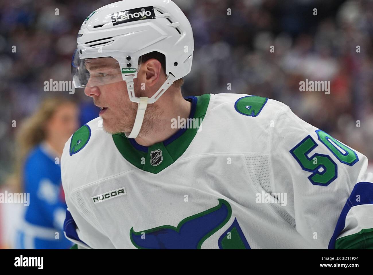 Carolina Hurricanes left wing Eric Robinson (50) in the second period ...