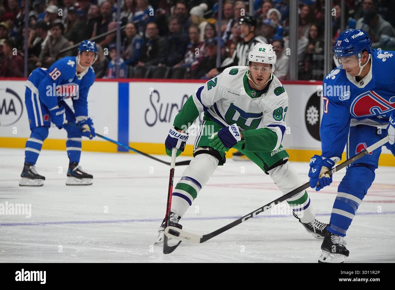 Carolina Hurricanes center Jesperi Kotkaniemi (82) and Colorado ...
