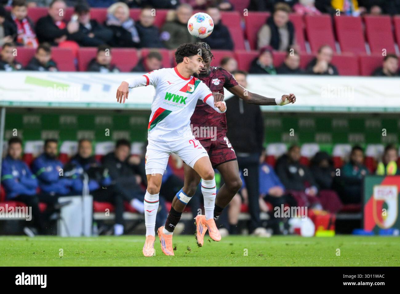 l. to r. Aiman Dardari, Castello Lukeba (Leipzig) FC Augsburg, October ...