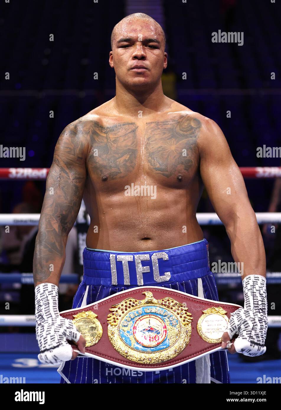 Fabio Wardley celebrates victory following the WBO World heavy weight ...