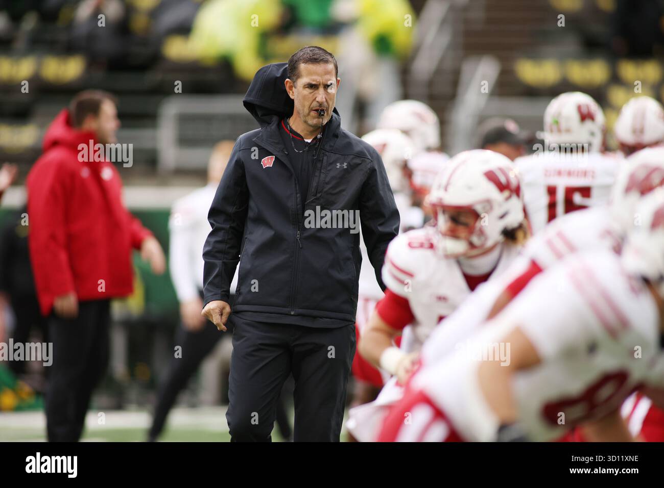 Wisconsin head coach Luke Fickell watches warmups before an NCAA ...