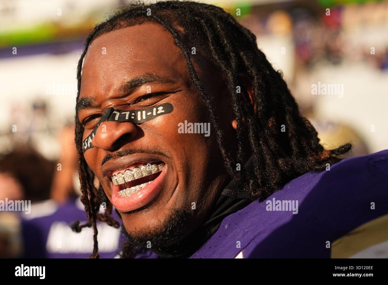 Washington running back Jonah Coleman smiles after a win over Illinois ...