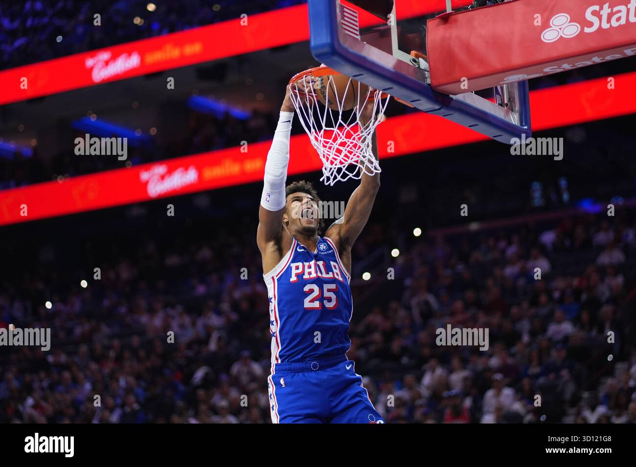 Philadelphia 76ers' Dominick Barlow dunks during the first half of an ...