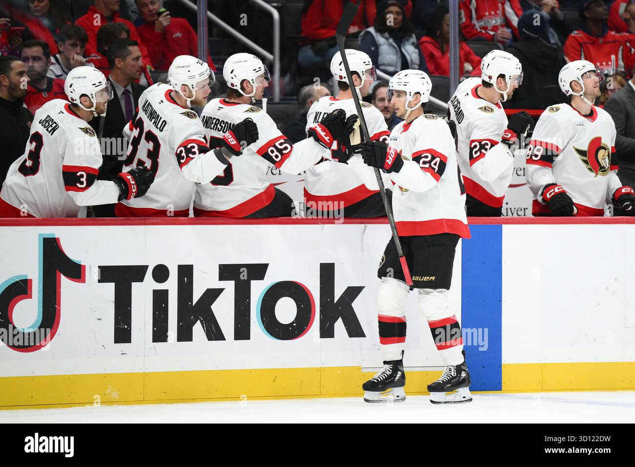 Ottawa Senators center Dylan Cozens (24) celebrates his goal during the ...