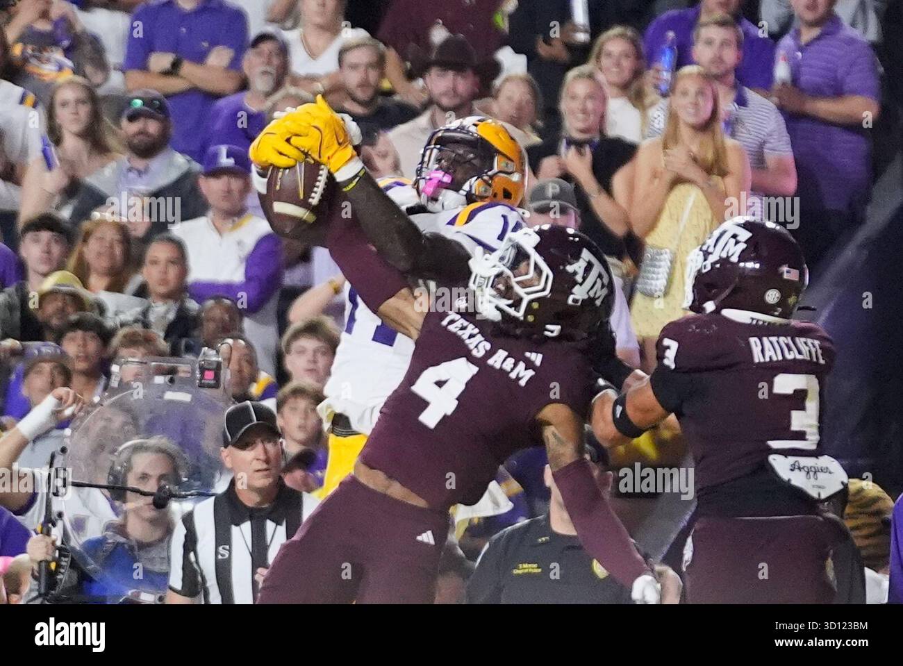 LSU tight end Trey'Dez Green (14) pulls in a touchdown reception ...