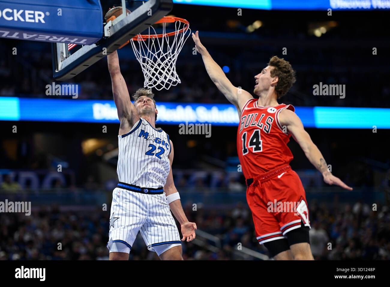 Orlando Magic forward Franz Wagner (22) dunks as Chicago Bulls forward ...