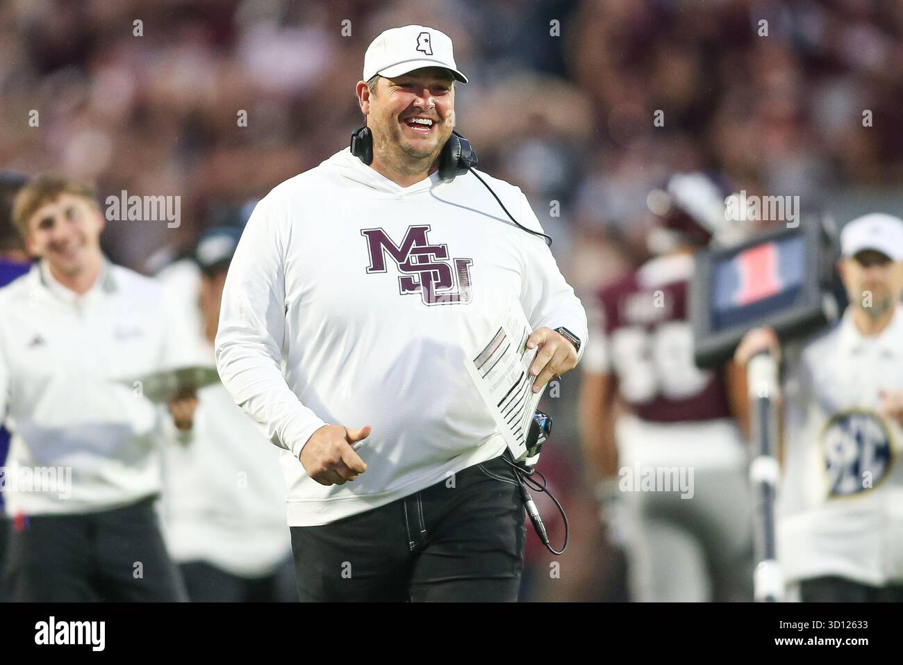 Mississippi State head coach Jeff Lebby reacts after a touchdown ...
