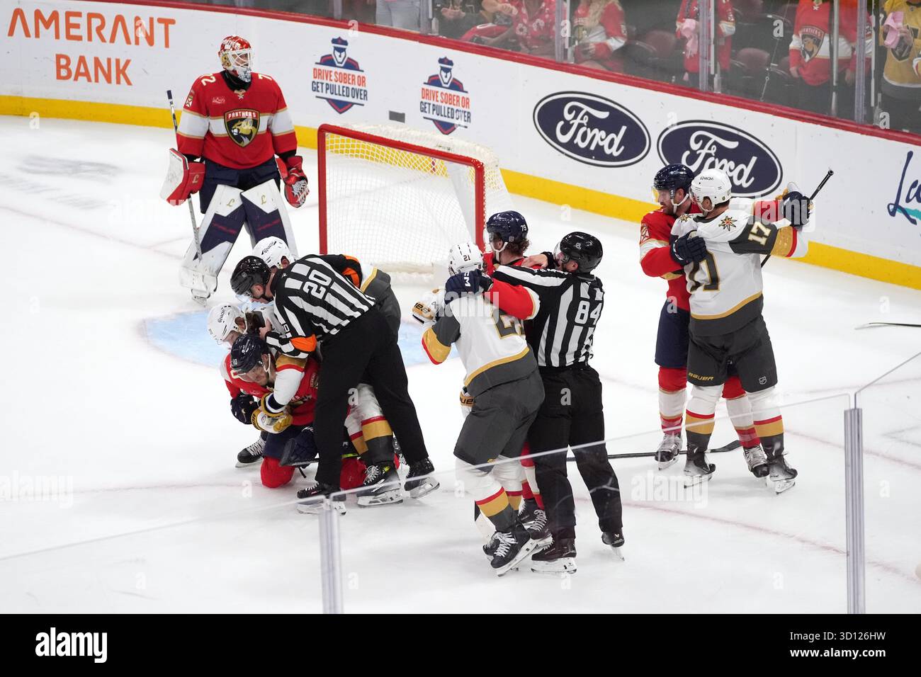 Referees break up fights between Florida Panthers and Vegas Golden ...