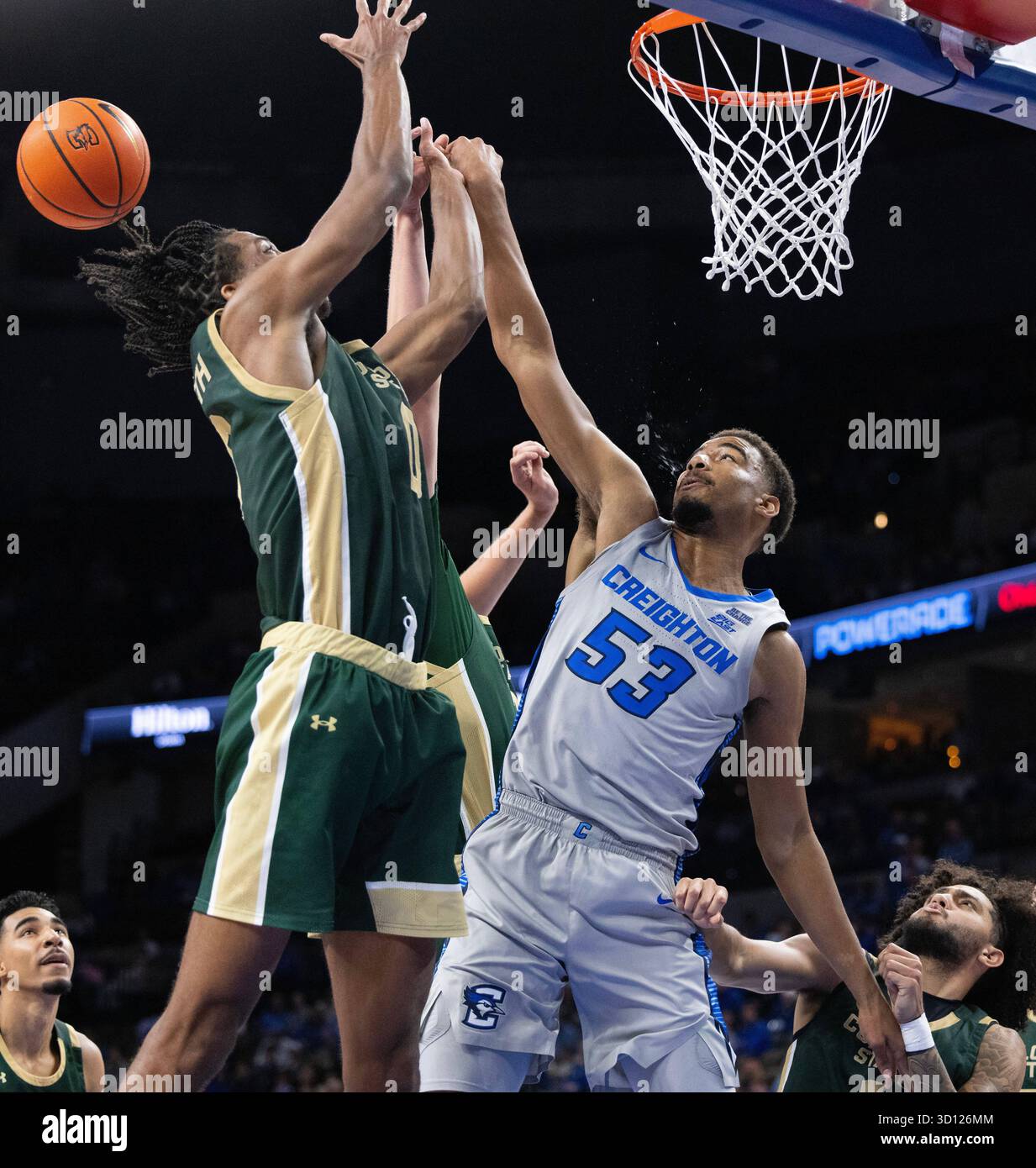 Creighton's Josh Townley-Thomas (53) reaches for a rebound against ...