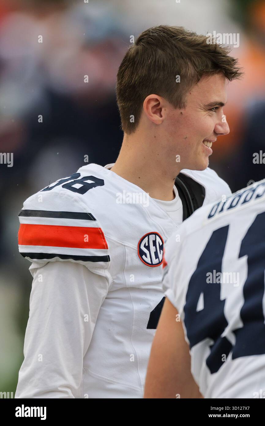 October 25, 2025: Alex McPherson (38) Auburn placekicker flashes a ...