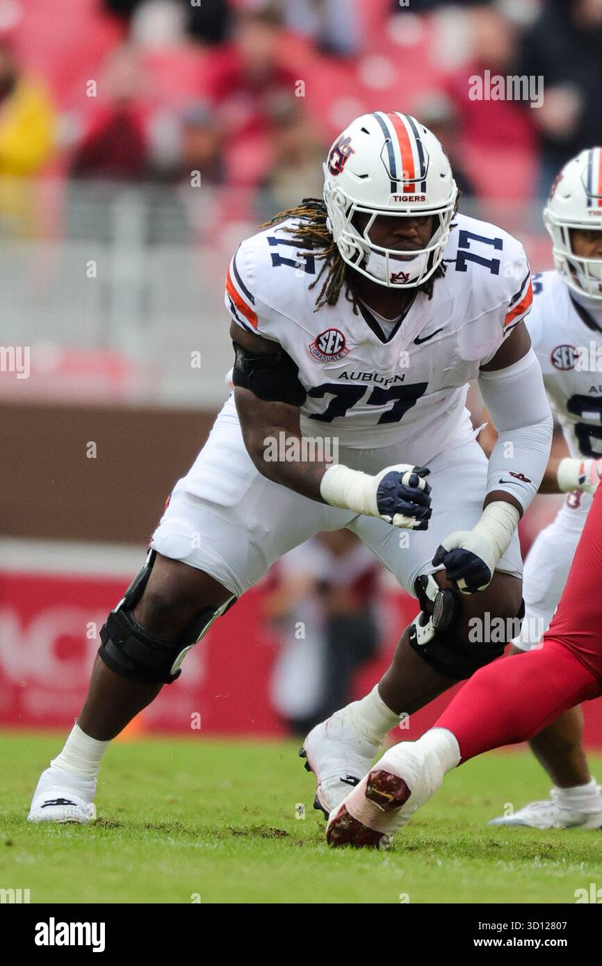 October 25, 2025: Jeremiah Wright (77) Auburn offensive lineman takes ...