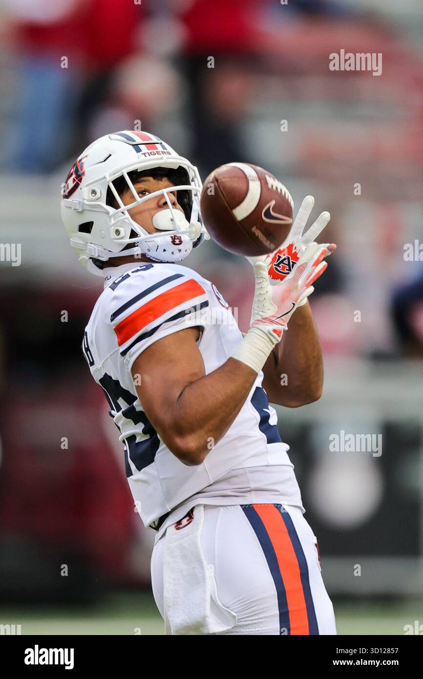 October 25, 2025: Auburn running back Jeremiah Cobb (23) looks in a ...