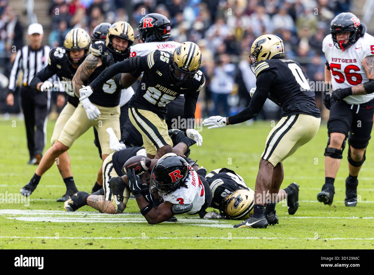 October 25, 2025: Rutgers running back Antwan Raymond (3) fumbles the ...