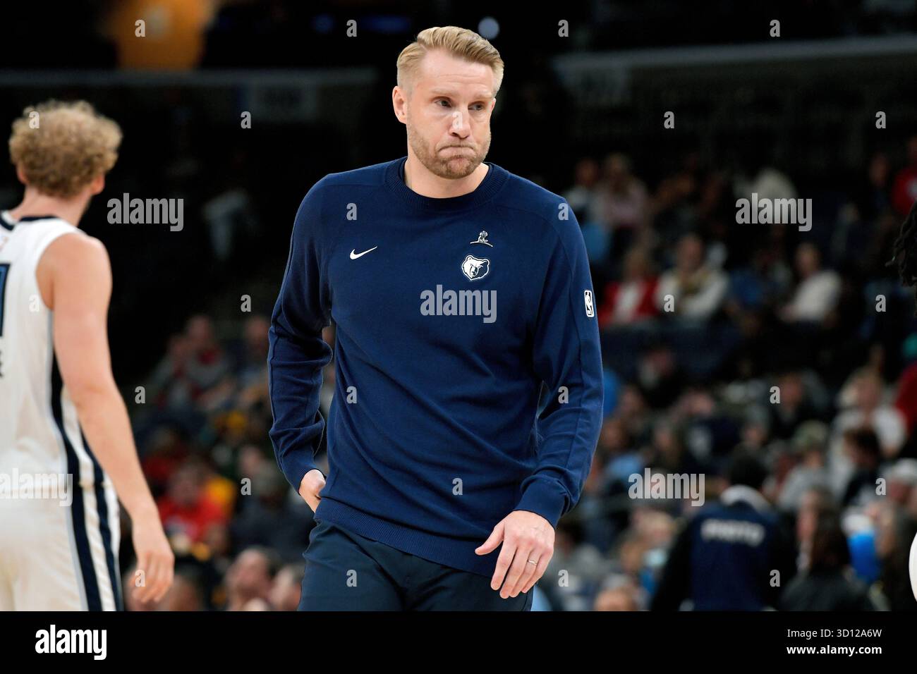 Memphis Grizzlies head coach Tuomas Iisalo stands on the court in the ...