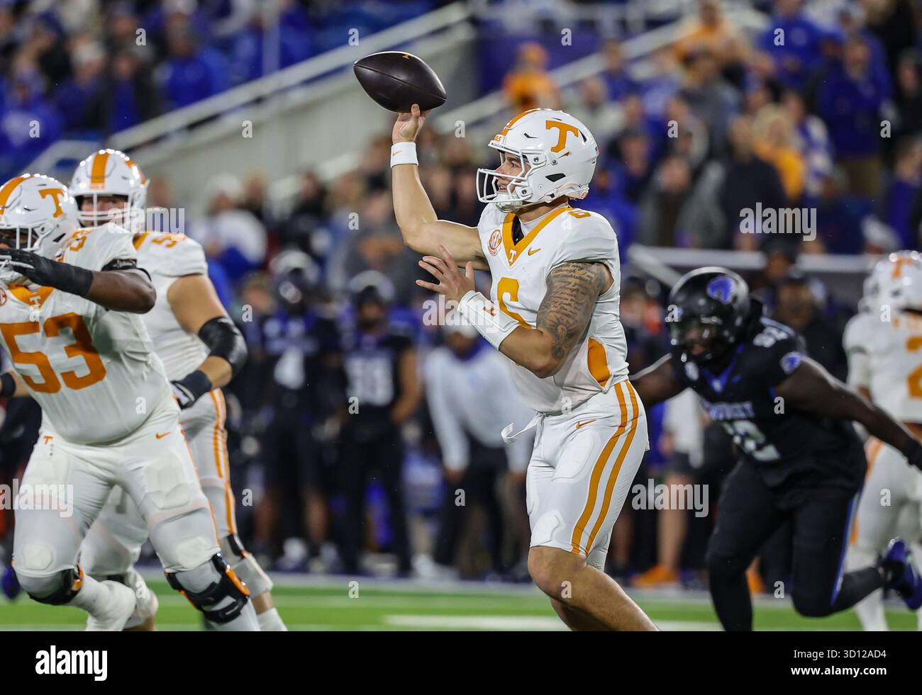 October 25, 2025: Tennessee QB Joey Aguilar (6) throws the ball to the ...
