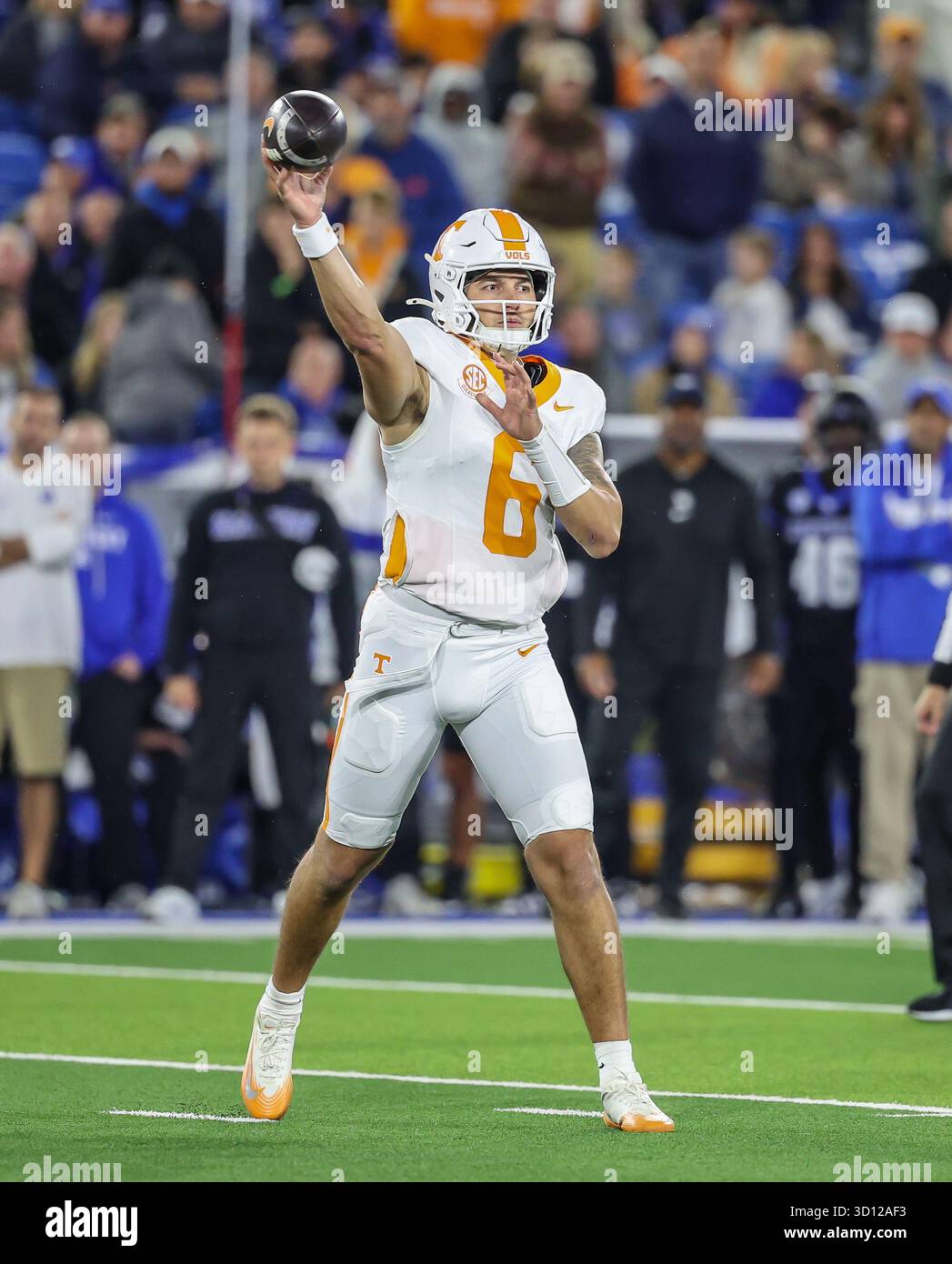 Lexington, KY, USA. 25th Oct, 2025. Tennessee QB Joey Aguilar (6 ...