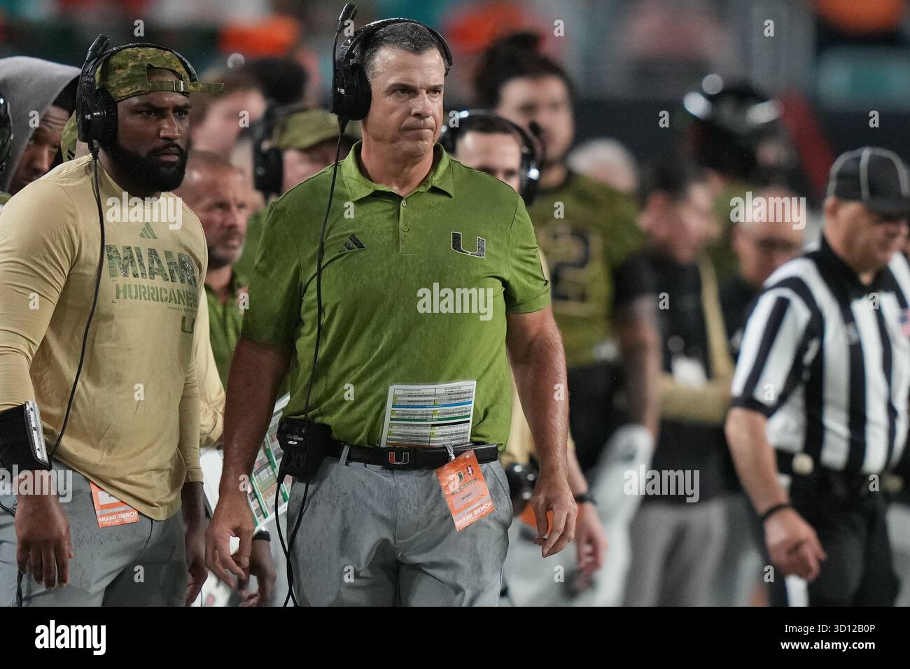 Miami head coach Mario Cristobal watches during the second half of an ...