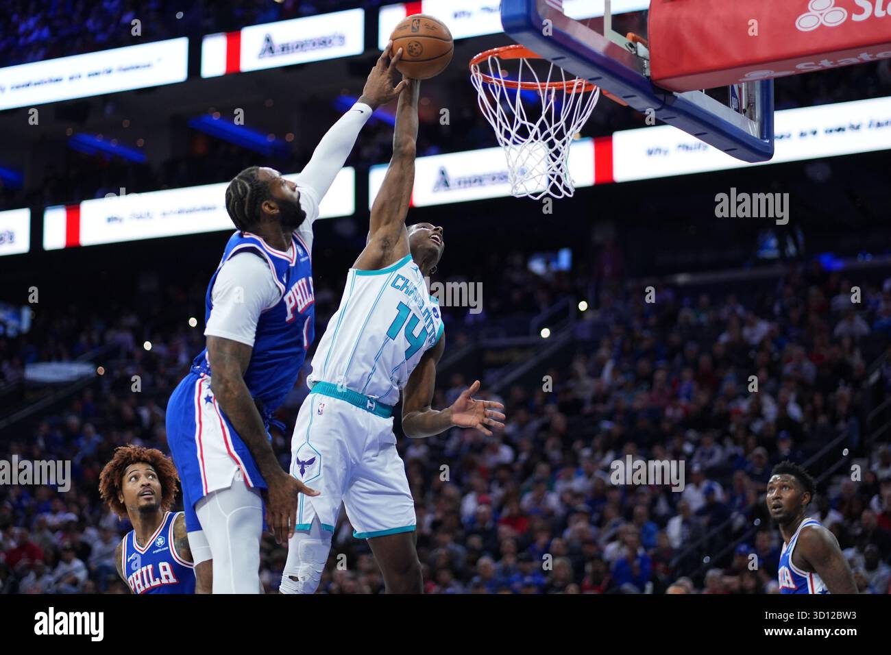 Charlotte Hornets' Moussa Diabate, right, tries to dunk against ...
