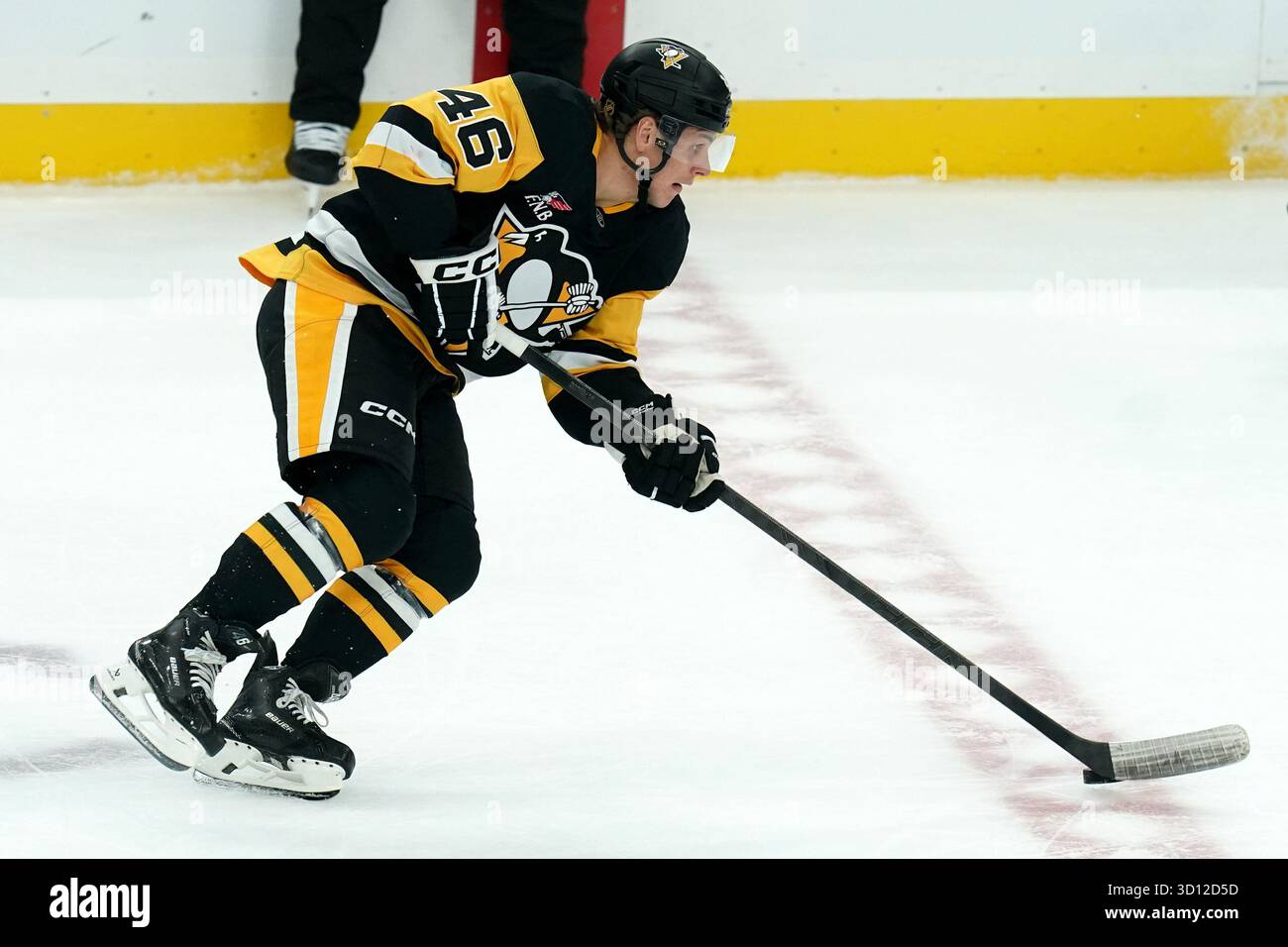 Pittsburgh Penguins' Blake Lizotte (46) skates during the first period ...