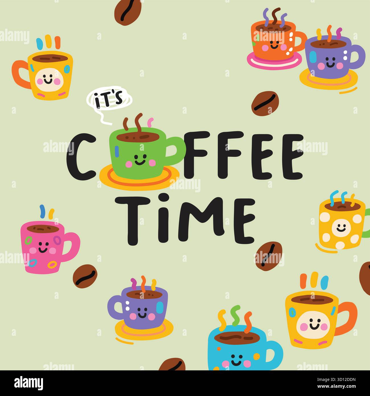 Coffee mugs pattern vector vectors Stock Vector Images - Alamy