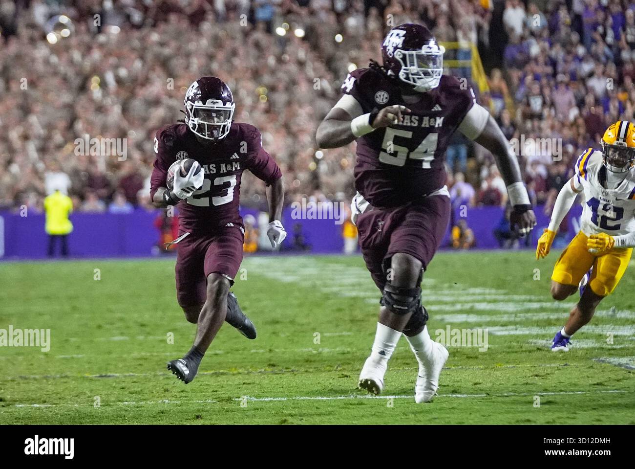Texas A&M running back Jamarion Morrow (23) carries for a touchdown as ...
