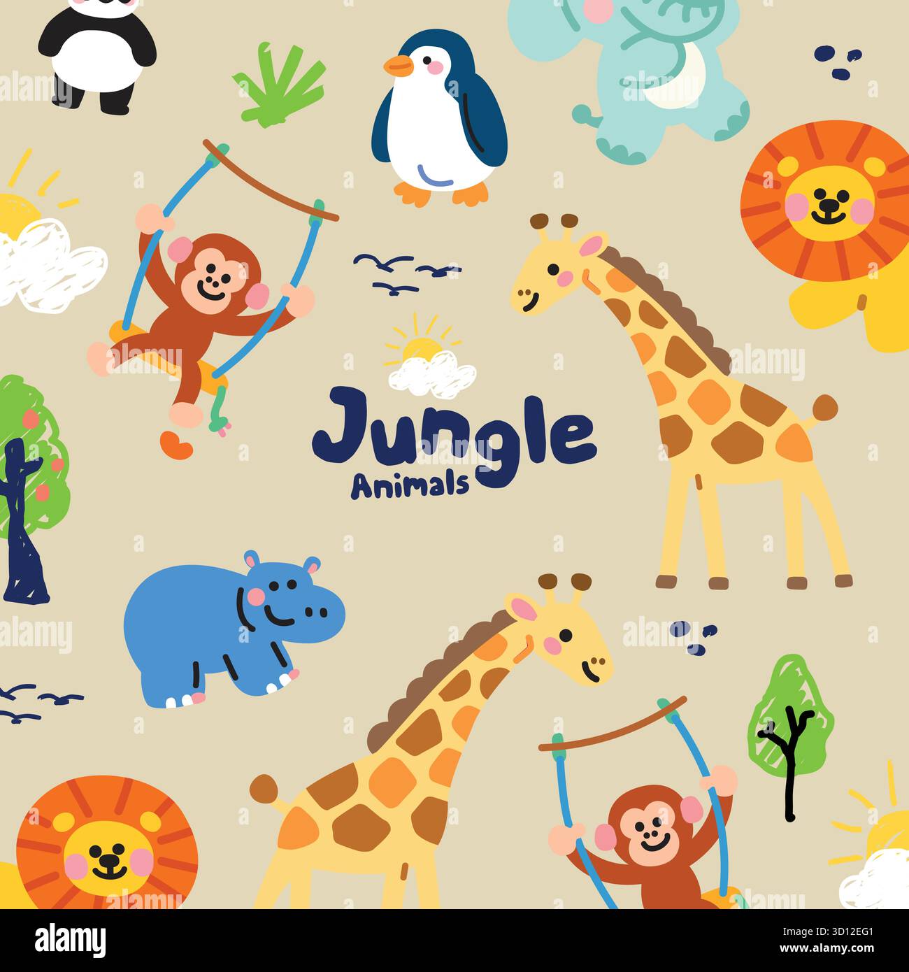 Jungle scrapbooking paper Stock Vector Images - Alamy