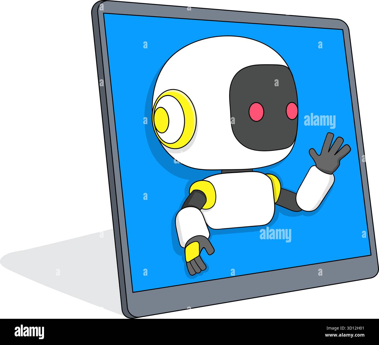 Modern vector illustration of a digital tablet displaying an artificial ...