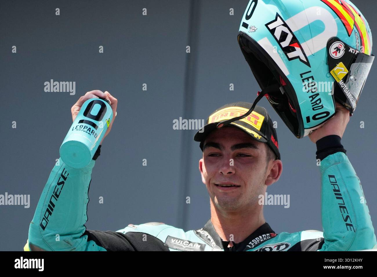 Third placed Spain's rider Adrian Fernandez of the Leopard Racing ...