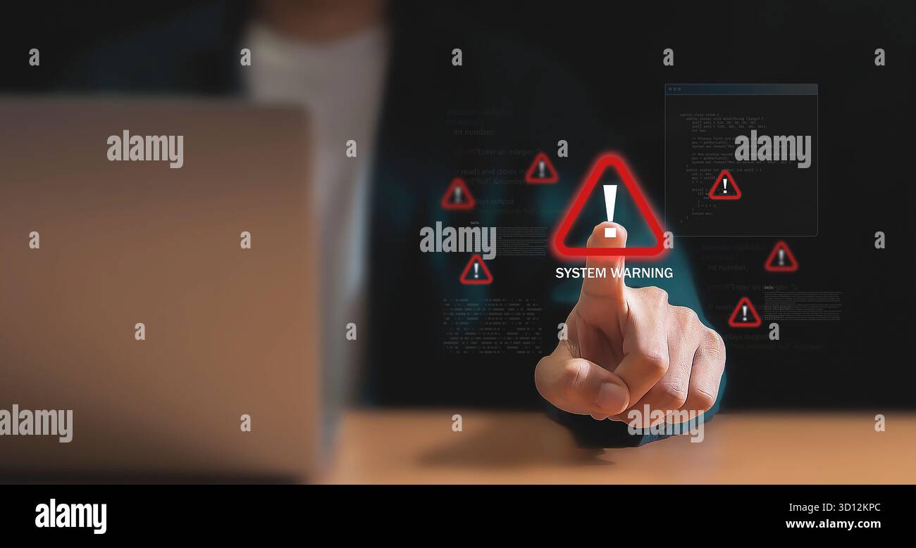 Cybersecurity, System warning hacked alert, Protection against personal ...