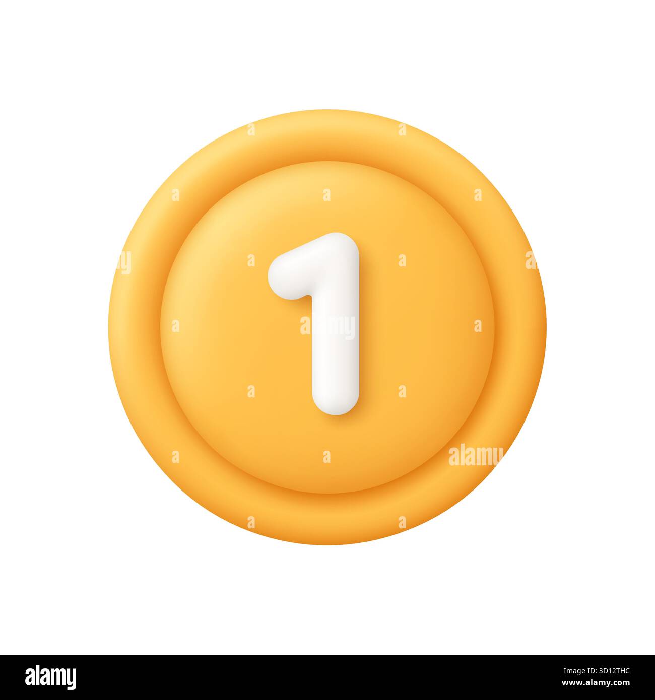 Gold coin with the number one. First place, top ranking, achievement ...