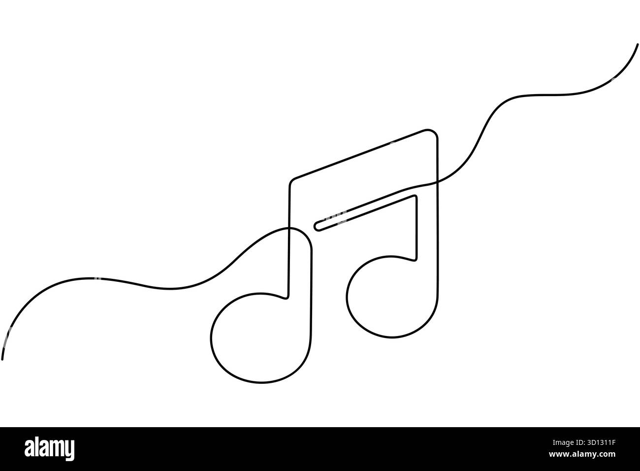 Abstract music notes line art illustration minimalist black and white ...