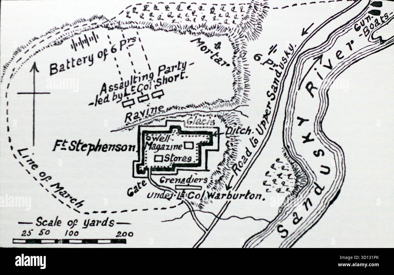 A sketch map showing Fort Sandusky, 2 August 1813. In August 1813, it ...