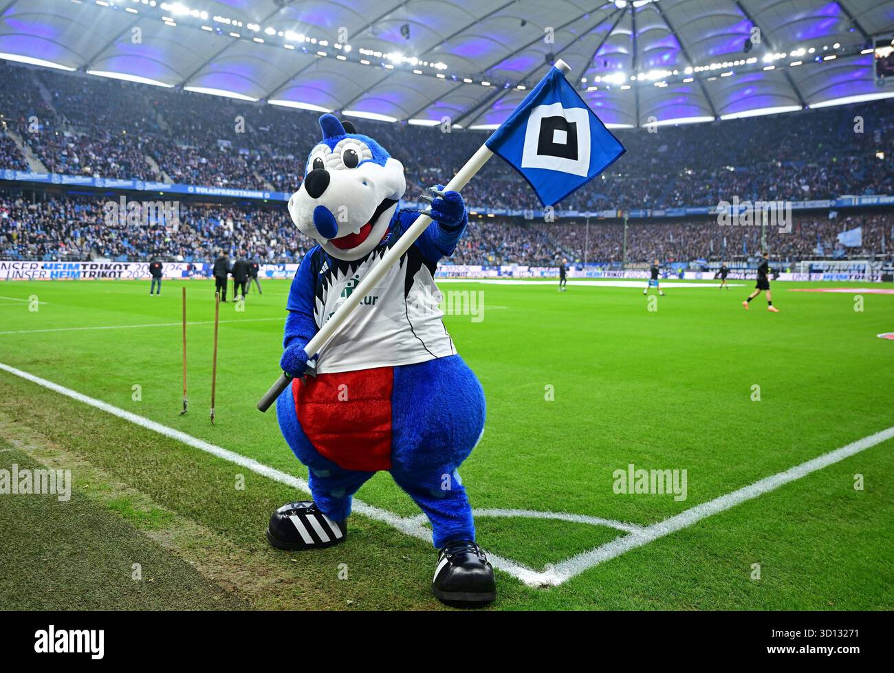 Mascot Dino Hermann (HSV Hamburg) with corner flag Hamburg, October 25 ...