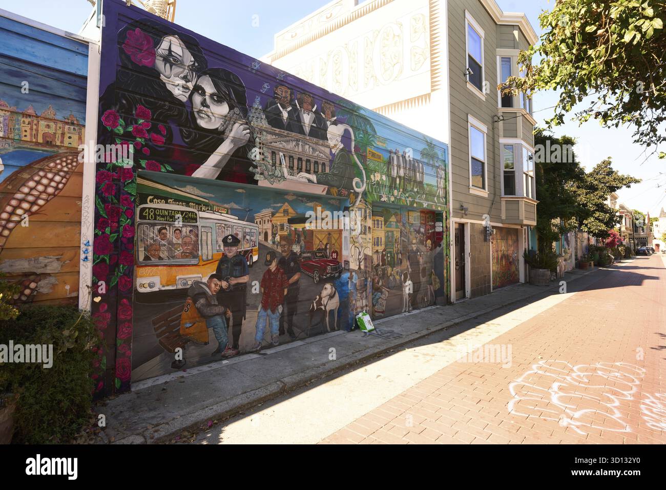 Murals, also known as murals, along the streets in Mission District ...
